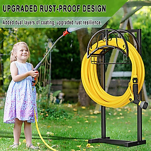Yalivon Garden Hose Holder Freestanding, Water Hose Holder Hose Hanger Heavy Duty Metal Hose Stand Holds 160-feet Hose, Outdoor Hose Organizer Sturdy Garden Hose Storage Rack for Outside