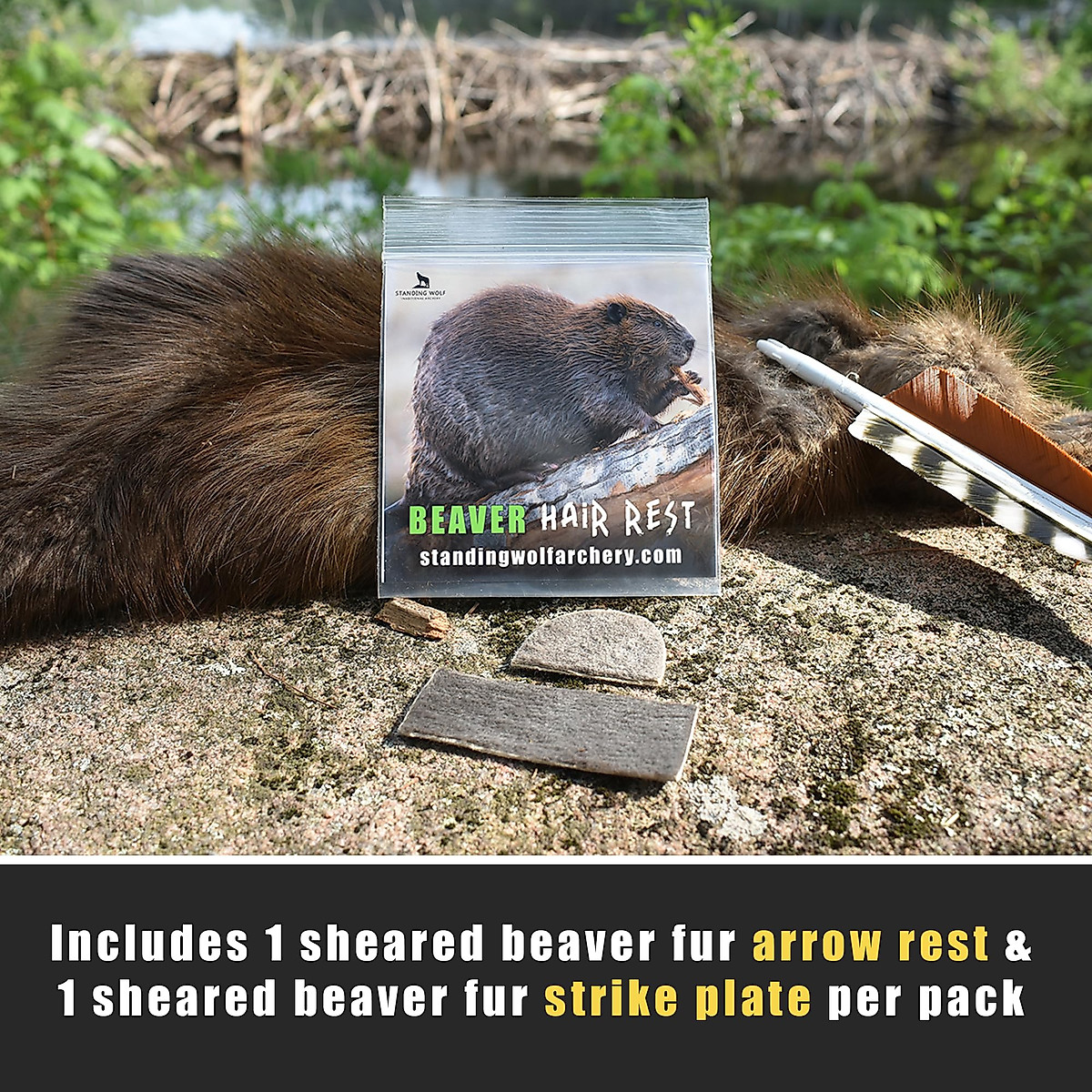 Standing Wolf Arrow Rest for Recurve Bow | Stick On Arrow Rest | Bow Arrow Rest | Archery Rest (Beaver Fur)