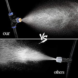 Shinea Misting Cooling System 32.8ft with 12 Copper Metal Mist Nozzles and a Connector(3/4”) for Trampoline Patio Garden Greenhouse waterpark (32.8ft, Brass)