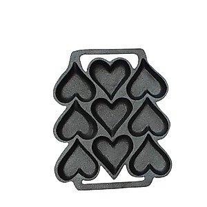 LI-GELISI Takoyaki Pan, 9 Molds, Cast Iron, Heart Shaped Egg Pot Danish Stuffed Pancake