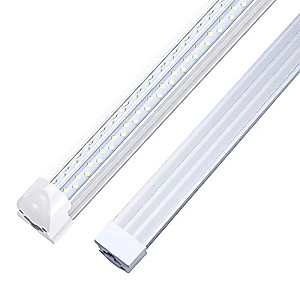 LED Shop Light Fixture, 8FT, 120W 14400LM 6000K, Cold White, V Shape, Clear Cover, High Output, Linkable Shop Lights, T8 LED Tube Lights, LED Shop Lights for Garage Warehouse 8 Foot (25-Pack)