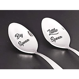 Spoon Gift for Couple - Christmas Gift for Twins | Valentine Gift | Gift from Parents to Sibling | Birthday/Holiday Gift for Men Women Him Her | Big Spoon Little Spoon - 7 Inch