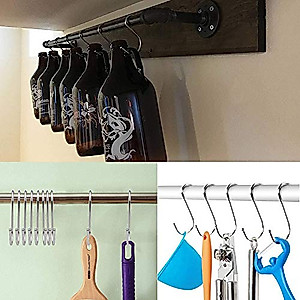MroMax Stainless Steel S Hooks,65mm/2.56" Silver S Shaped Hook Hangers for Kitchen Bathroom Bedroom Storage Room Office Outdoor Multiple Uses, 2Pcs