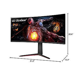 LG 34GP63A-B 34" Curved Ultragear QHD (3440 x 1440) HDR 10 160Hz Gaming Monitor with Tilt/Height Adjustable Stand, AMD FreeSync Premium, Display Port and HDMI, Black, WEPGPY