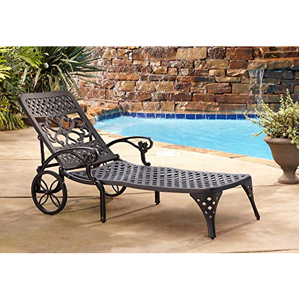 Homestyles 6654-83 Sanibel Outdoor Chaise Lounge, Black