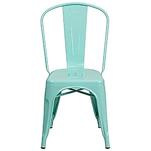 Flash Furniture Commercial Grade Mint Green Metal Indoor-Outdoor Stackable Chair