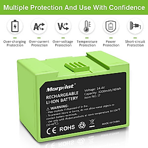 14.4V 3200mAh i7 Battery Replacement for iRobot Roomba e and i Series, Large Capacity Battery Compatible with Roomba i7 i7+ i8 i6 i4 i4+ i3 i3+ i7158 J7 7150 7550 and e e5 e6 e5150 e5152 e6198 Etc