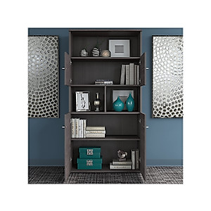 Bush Business Furniture Office 500 Height Adjustable Standing Desk with Storage and Bookcase, 72W, Storm Gray