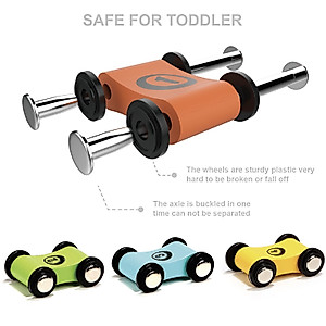 TOP BRIGHT Wooden Car Ramp Race Track Toy Toddler Car Playset Replacement Cars 12 Pack