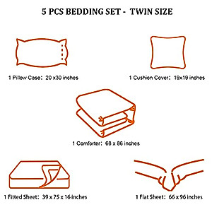 5 Pieces Bed in a Bag for Gaming Bedding Set,Boys Gamer Comforter Set with Flat Sheet,Fitted Sheet,Pillowcases,Cushion Cover,Game Console Pattern Bed Set for Kids Boys Room Decor
