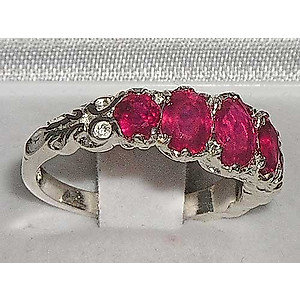 LetsBuyGold 925 Sterling Silver Real Genuine Ruby Womens Promise Ring - Size 9