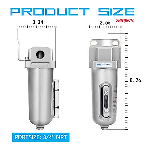 NANPU Industrial Grade Heavy Duty Compressed Air Desiccant Dryer, in Line Filter, Moisture Trap, Water Separator, Suitable for Paint Spray & Plasma Cutter (3/4" NPT)