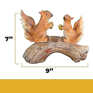 Dawhud Direct Squirrels on a Log Solar Light for Home and Outdoor Decor, Squirrels Solar Powered Flickering LED Garden Light Backyard Woodland Decoration