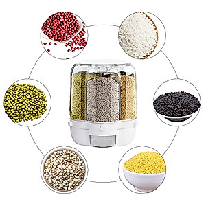 360° Rotatable Cereal Dispenser, One-Click Rice Output, Visible Round Multigrain Tank Cup Dry Rice Container Food Dispenser Sealed Grains Cans Grain Storage Tank for Storage Small Beans(Style 5)