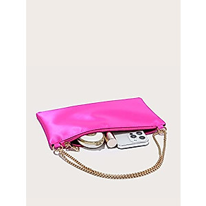 Verdusa Women's Satin Evening Handbag Shoulder Bag Purse Hot Pink one-size