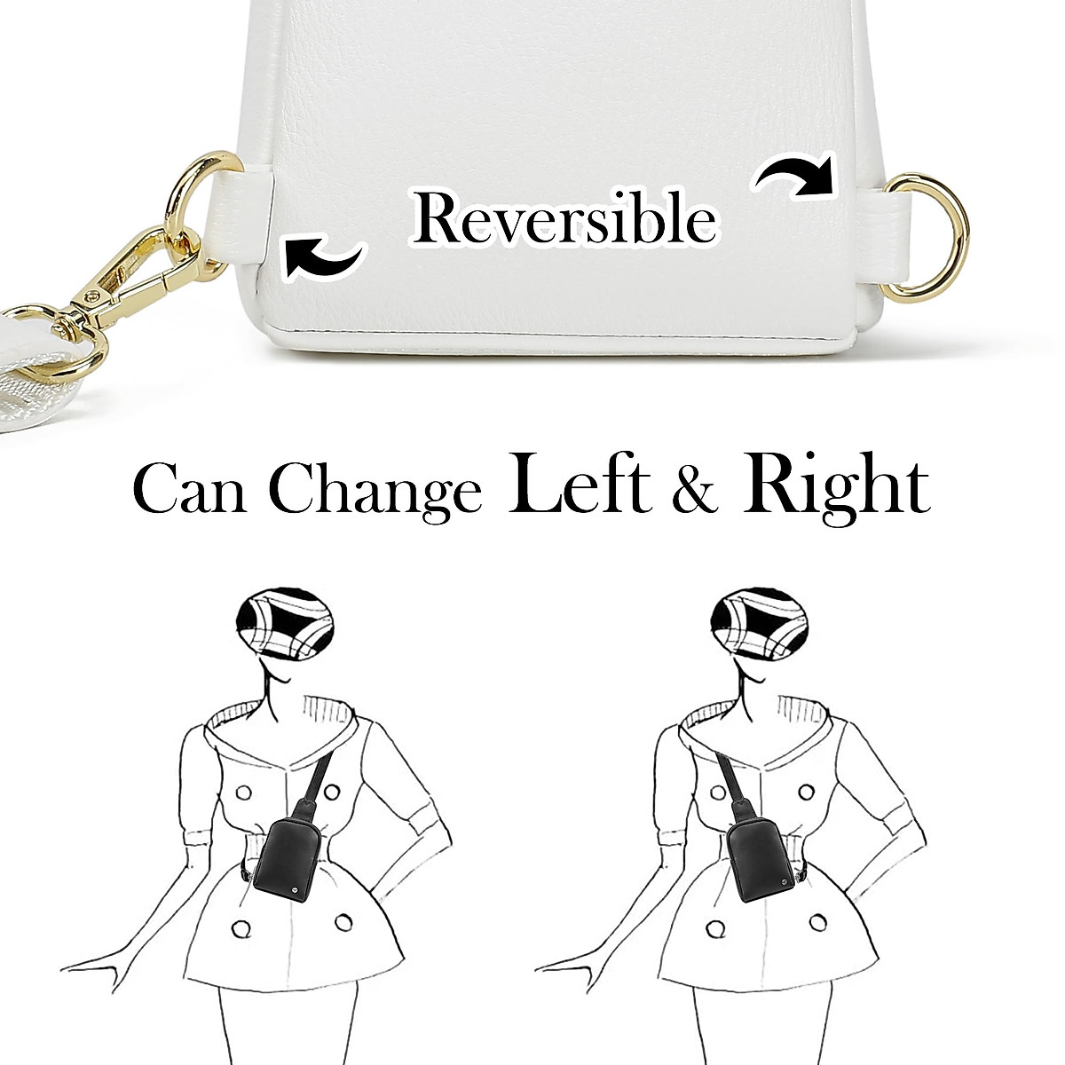 INICAT Travel Small Sling Bag Leather Crossbody Bags for Women Fanny Packs Cross Body Bag for Woman Cross Body Purses(White)