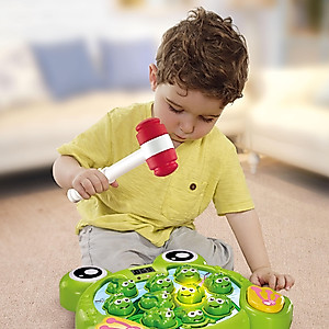 PowerTRC Whack A Frog Game Toys for Toddlers, Whack A Mole Frog Pounding Baby Toy Set with 2 Hammers for 2 3 4 5 Year Old Boy, Birthday Gift for Toddler Boy Toys