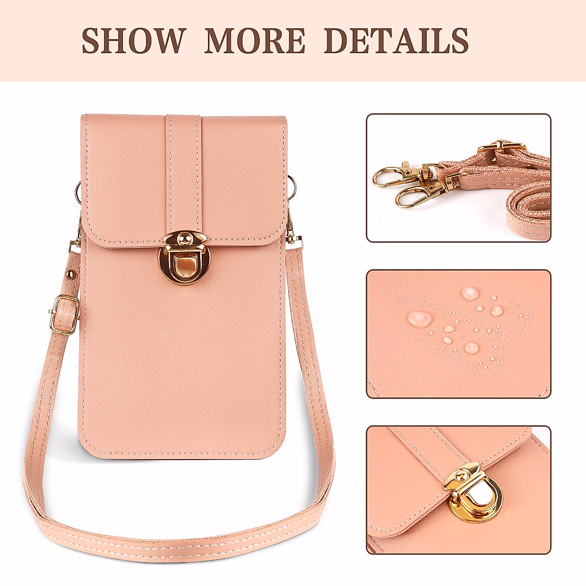 Toniker PU Leather Multi Pocket Casual Small Crossbody Bag Cell Phone Purse Wallet for Women