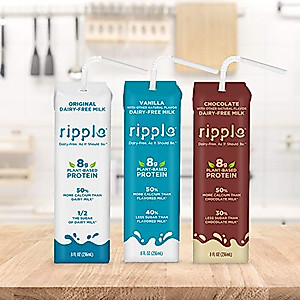 Ripple Vegan 8 oz Dairy-Free Milk, Vanilla (12 Pack) & Ripple Vegan 8 oz Dairy-Free Milk, Original (12 Pack) | 24 Pack