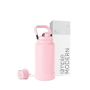Simple Modern Trek Pivot | Half Gallon Water Bottle Jug with Handle & Boot | Interchangeable Straw & Chug Lids | Large Insulated Stainless Steel | Sports Camping Outdoors | 64oz, Blush