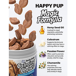 Charlie & Buddy Calming Chews for Dogs, Dog Anxiety Relief, Promote Relaxation, Dog Calming Chews with Melatonin for Dogs, Chamomile, Magnesium Citrate, 90 Soft Chews, Chicken Flavor