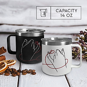 Giveena Fiance Gift For Women - Stainless Steel 14oz Mug Set of 2- Anniversary Wedding Engagement Gifts for Couple Bride and Groom - Bridal Shower Gift For Bride To Be Christmas Gift For Couple Wife