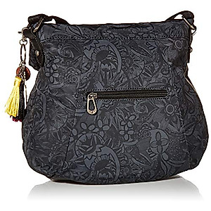 Sakroots womens Bag in Eco-twill, Multifunctional Purse With Adjustable Strap & Zipper Pockets, Sustainable Women s Eco Twill Foldover Crossbody, Black Spirit Desert, One Size US