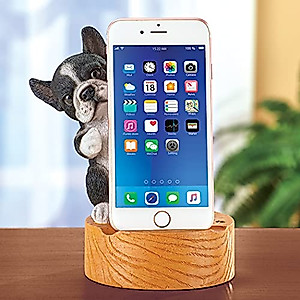 Collections Etc Peeking Dog Wood-Style Base Mobile Phone Holder Stand