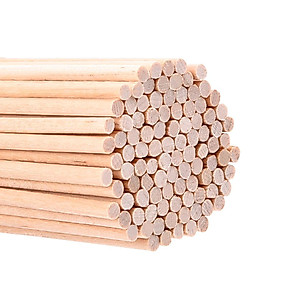 BFDYY Unfinished Natural Wood Craft Dowel Rods 100 Pack(Wood color-12 x 1/8 Inch)