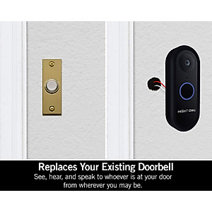 Night Owl 1080p HD Smart Video Doorbell with Night Vision, 2-Way Audio, Remote Viewing Mobile App, Real-Time Alerts, Human Detection Technology, Wide Viewing Angle and Customizable Storage Options