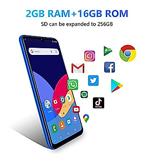 Xgody X13 Unlocked Smartphone, 6.1 Inch 2022 4G Dual SIM and Dual 5MP Camera Cheap Cell Phone, Android 9.0 OS Phones, 3000mAh Massive Battery, Face Recognition (Blue)
