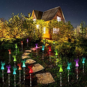 Qualife Solar Angel Lights Outdoor, Garden Gifts for Housewarming Mom Women,Solar Powered Decorative Light for Garden Yard Patio, Cemetery Grave Decorations, 2 Pack.