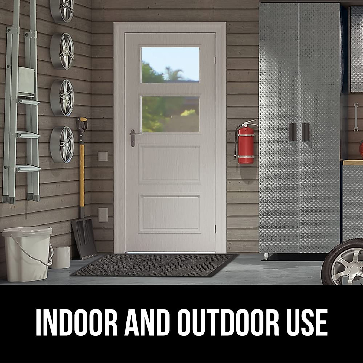 Gorilla Grip All-Season WeatherMax Doormat, Durable Natural Rubber, Stain and Fade Resistant, Low Profile, Indoor Outdoor Door Mats, Easy Clean Patio Entrance Mat, 17x29, Gray Diamond