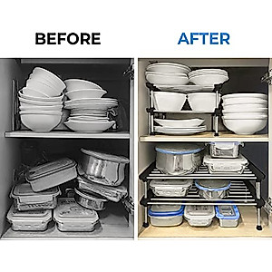 carrotez Cabinet Organizer Shelf, Set of 2 Stackable Kitchen Counter Shelves, Cabinet organizers and Storage, Pantry Storage Shelf Organizer, Kitchen Cabinet Organizer, White 15.7 x 7.8 x 6.1