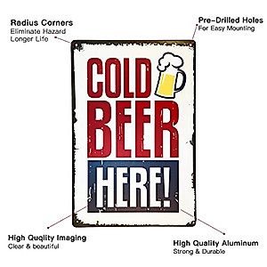 New Deco Cold Beer Here Vintage Retro Rustic Metal Tin Sign Pub Wall Deor Art 8x12 Inches (20x30cm)