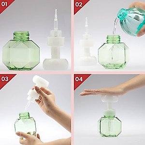 RONRONS 2 Pieces 300ml Flower Shape Foam Bottle Dispenser Empty Foaming Hand Soap Pump Bottles Plastic Refillable Cosmetic Containers Facial Cleanser Shampoo Shower Tube Packaging Holder, 10.14oz