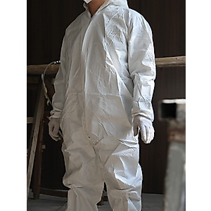 Disposable Hazmat Suit Protective Coverall with Hood for Men & Women XL Case of 10