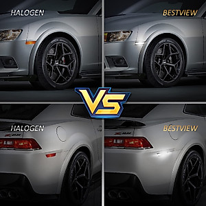 Bestview Smoked Lens LED Side Marker Lights Front Rear Bumper Side marker Lamps Reflectors Compatible with Chevy Camaro 2010-2015, Turn Signal White - Pack of 4