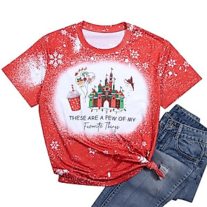 Women Magical Christmas T Shirt Merry Christmas Shirt Xmas Magic Kingdom Shirts Magic Castle Holiday Short Sleeve Top Tee Red
