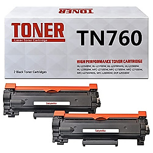 Saiyeeka TN760 Black High Yield Toner Cartridge for Brother Cartridge TN760 TN730 High Yield Toner for MFC-L2710DW HL-L2395DW DCP-L2550DW HL-L2350DW MFC-L2750DW HL-L2395DW Printer 2 Pack