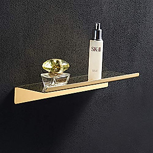 BGL Metal Wall Shelf, Metal Floating Shelf Gold 15.7 Inches Wall Mount Stainless Steel 304 for Bathroom Organizer