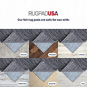 RUGPADUSA - Essentials - 8'x10' - 1/4" Thick - 100% Felt - Long-Lasting Comfortable Rug Pad - Safe for All Floors and Finishes Including Hardwoods