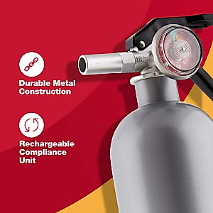 First Alert DHOME1 Rechargeable Standard Home Fire Extinguisher, UL Rated 1-A:10-B:C, Pewter