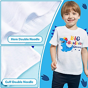 Dinosaur Big Brother Announcement T Shirt Sibling Outfits for Toddler Boys 100% Cotton Promoted to Big Brother Shirt White Print Colorful Short Sleeve Top Tee Gift (White, 4T)