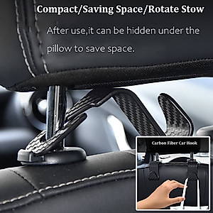 Pincuttee Car Hook for Purse and Bag 4 PCS, Universal Car Seat Hanger Seat Back Hook, Carbon Fiber Back Seat Organizer Hanger Storage Hook(Carbon Fiber)