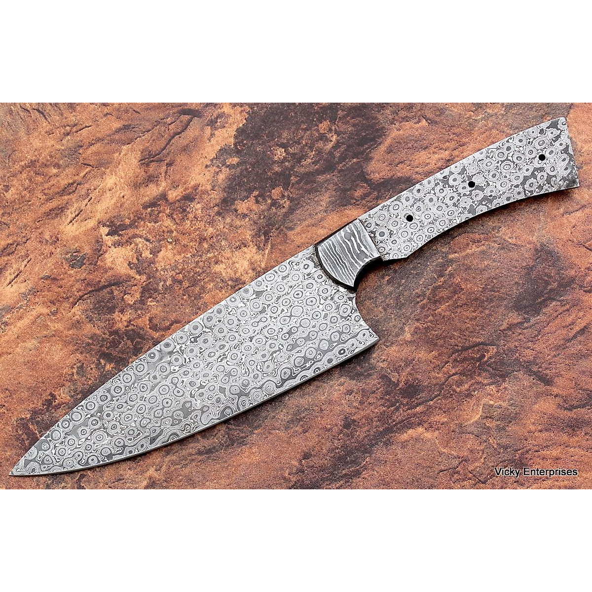 JNR Traders Damascus Steel Chef Knife Blank Blade Knife Making Material Diy 10.5" Handmade Full Tang Thin Ultra-Sharp Professional Kitchen Knife Blade Blank 9045Rd