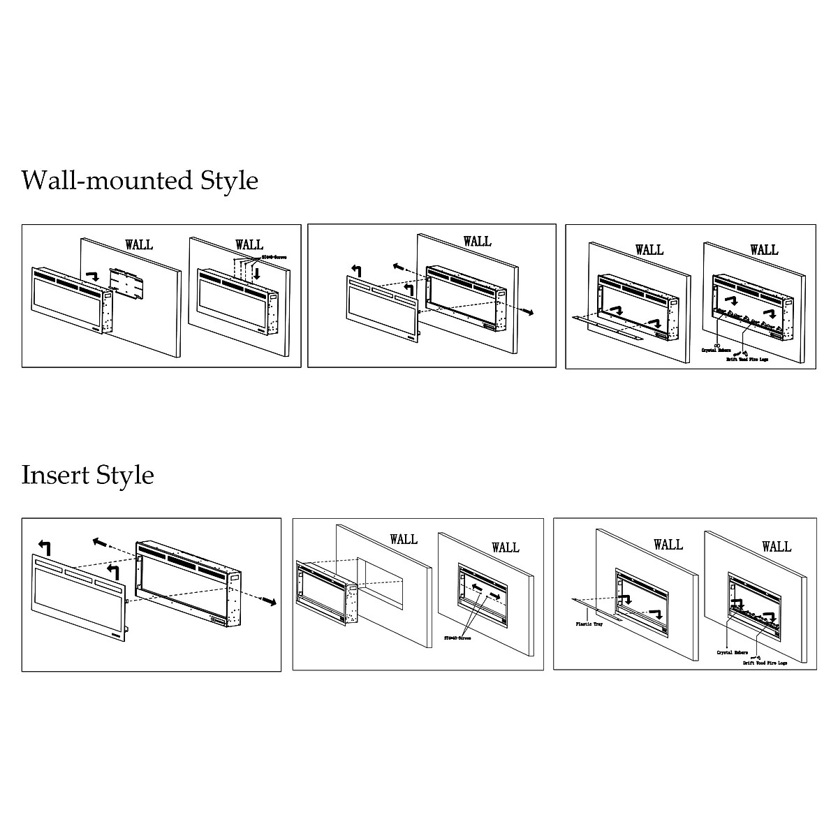 Dreamflame 60" WiFi-Enabled Electric Fireplace, Smart Control via Alexa or App, Recessed & Wall Mounted Fireplace Heater with Thermostat, Slim Frame, Multi-Color Combinations, Black