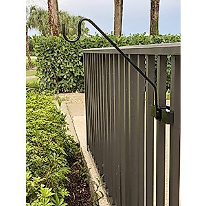 Hold It Mate Multi-Use Hook Kit Hang Flower Baskets Bird Feeders Chimes Lanterns on a Vertical Deck Railing, Balcony Porch or Fence 18 inches Long Holds up to 15lbs with Ease!