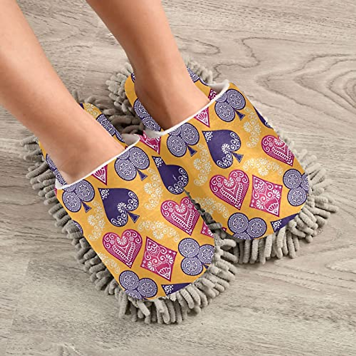 Mandala Poker Mop Slippers Shoes Cover for Floor Cleaning Washable Dust Hair Dirty Cleaners Microfiber Mop Socks for Kitchen Office House
