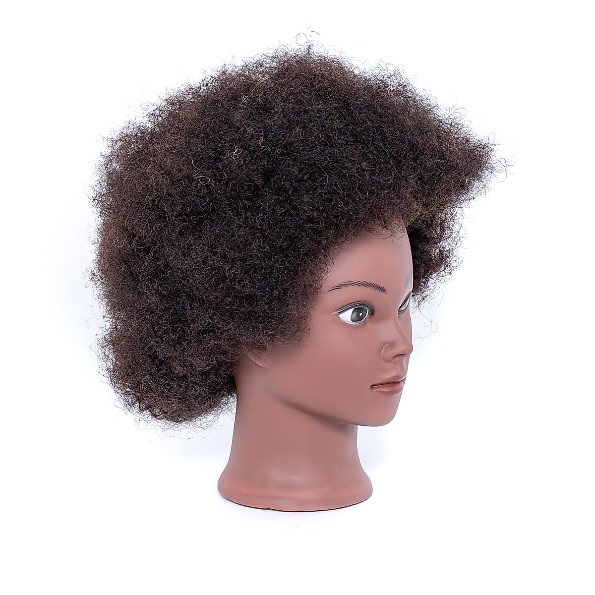 Afro Mannequin Head 100% Real Hair,Traininghead Styling Head Braid Hair, Dolls Head for Practicing Cornrows and Braids (Table Clamp Stand Included)